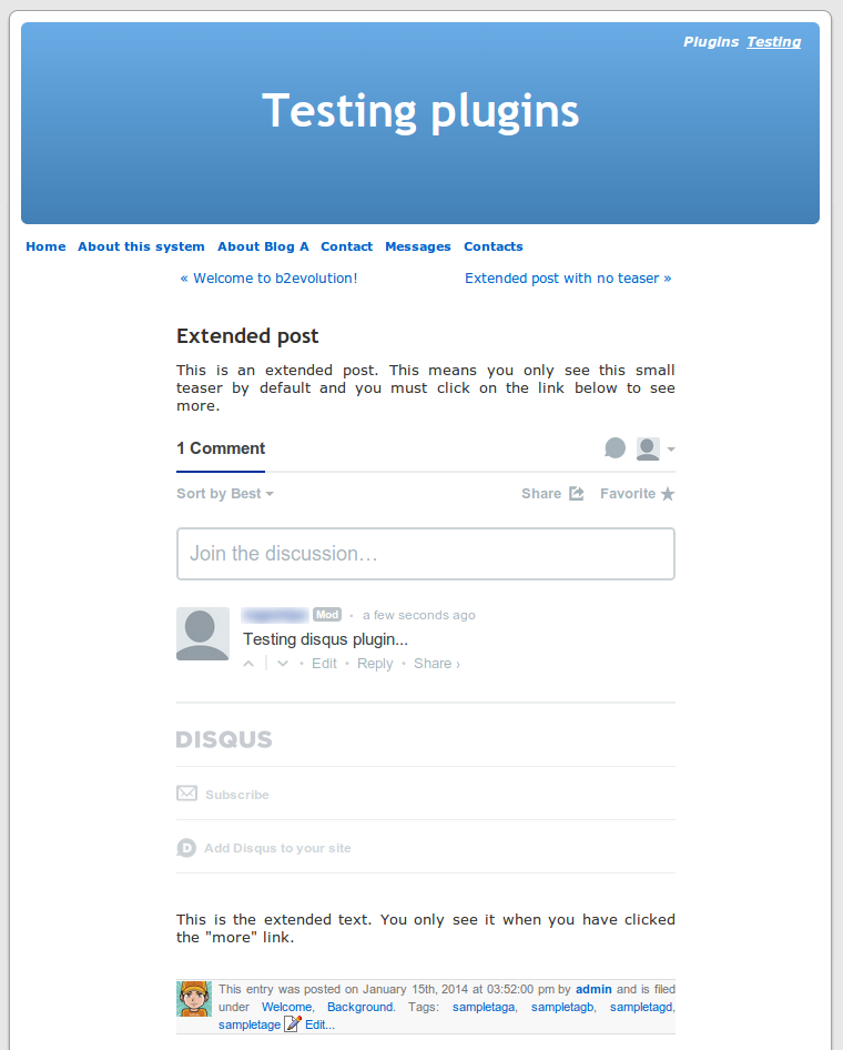 Disqus Plugin